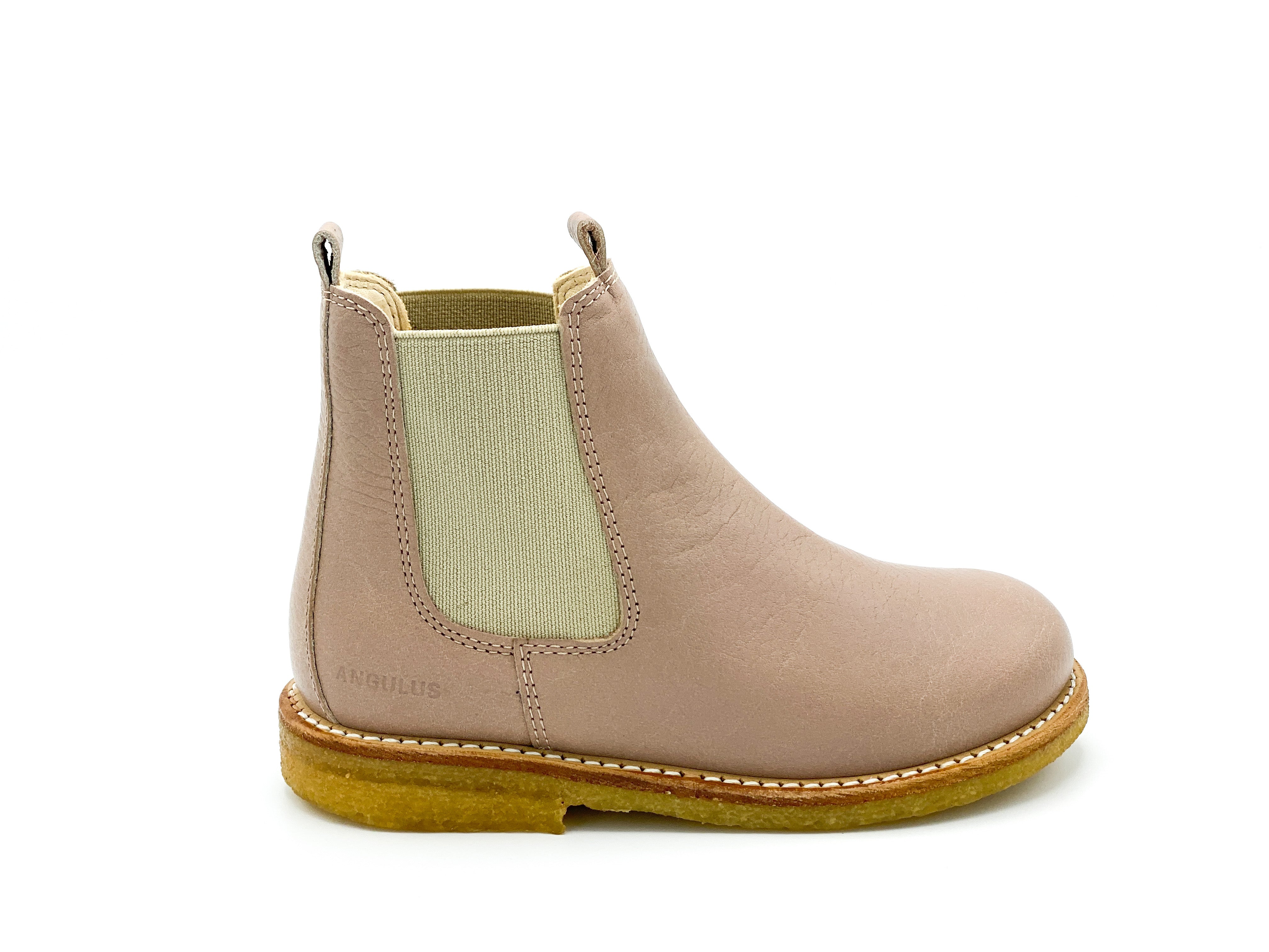Angulus roze Chelsea boot met beige rekker – jackie oo